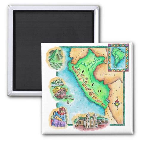 Map Of Peru Magnet Peru Souvenir