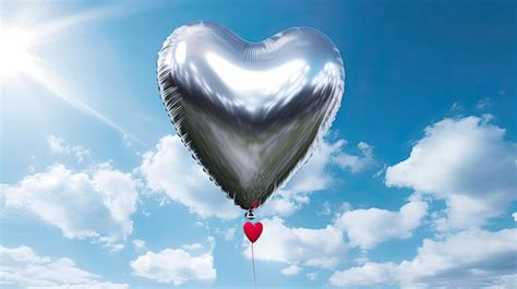 Silver Balloon Heart Premium Ai Generated Image