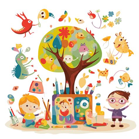 Preescolar Arte Imágenes Prediseñadas Niños Pintando Su Oficio Pintura