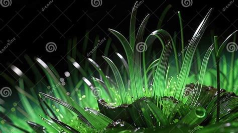 Night Luminescent Thin Plants Thin Grass Vegetation Abstract Scene