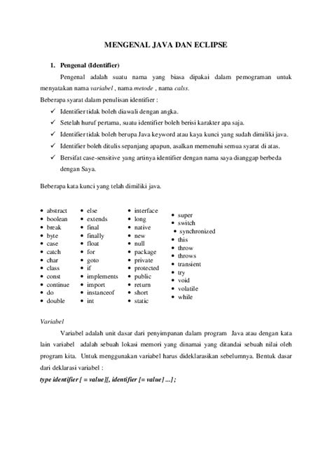 Belajar Java Dan Eclipse