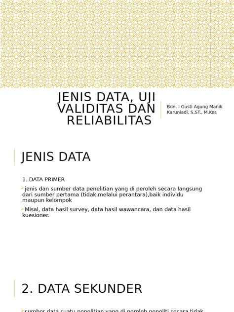 Jenis Data Uji Validitas Dan Reliabilitas Pdf
