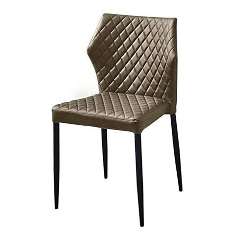 Benzara Bm190856 Diamond Tufted Leatherette Dining Chair With Metal
