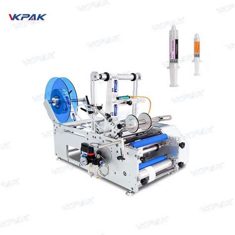 Syringe Labeling Machine Semi Automatic With Date Codes Printer Vkpak