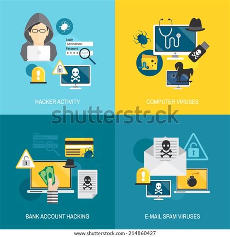 Hacker Activity Computer Email Spam Viruses стоковая векторная графика