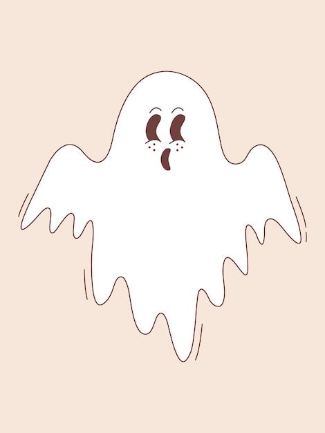 Premium Vector Flying Ghost Character With Boo Face Halloween Ghost