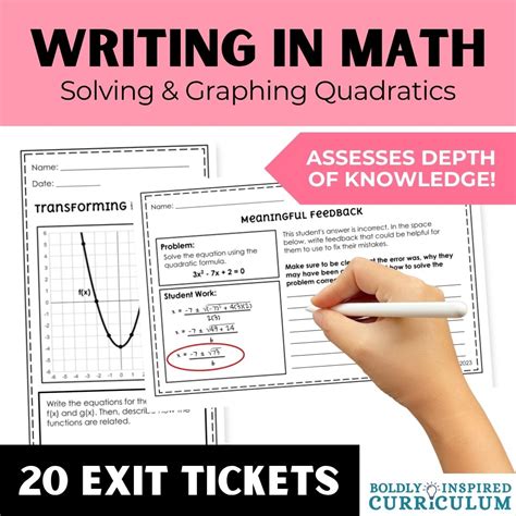Solving And Graphing Quadratic Equations Warm Ups And Exit Tickets For