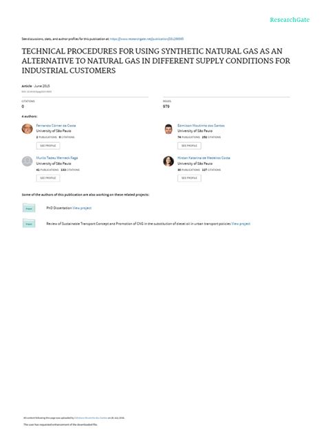 Technical Procedures For Using Synthetic Natural Gas Pdf