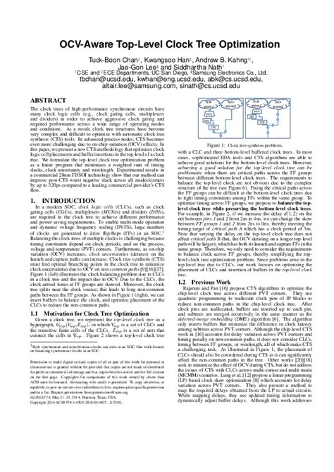 Pdf Ocv Aware Top Level Clock Tree Optimization