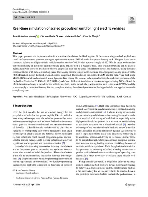 Pdf Real Time Simulation Of Scaled Propulsion Unit For Light Electric
