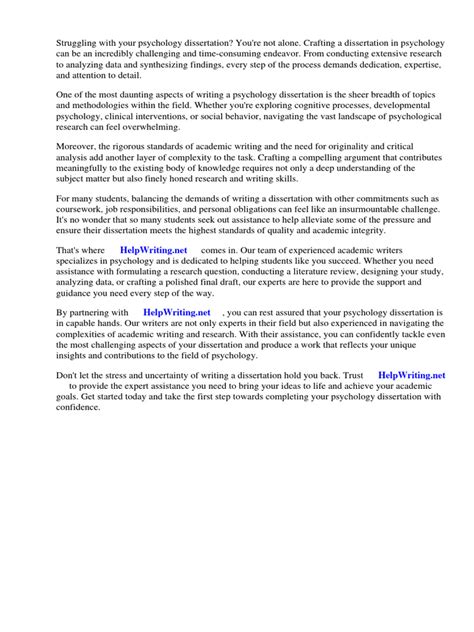Psychology Dissertation Example Pdf Psychology Thesis