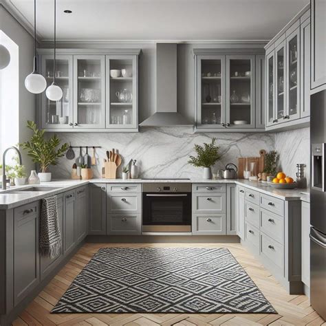 Light Grey Kitchen Cabinets With White Quartz Countertops