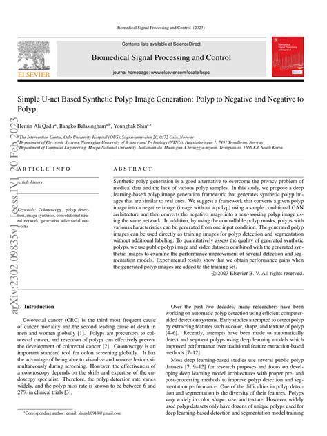 pdf simple u net based synthetic polyp image generation polyp to