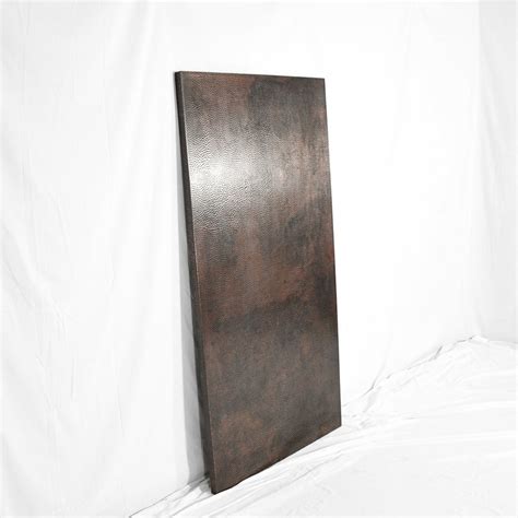 Rectangle Copper Tabletop Hammered Texture And Dark Shiny Copper Patina
