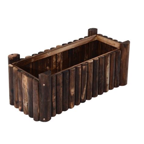 Outsunny Raised Flower Bed Wooden Rectangular Planter Box Raised Beds