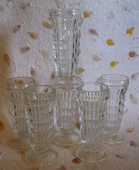 Glass Parfait Glassware Vintage S6 Etsy