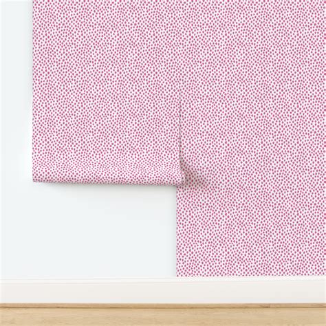 Raspberry Pink On White Spots Wallpaper Spoonflower