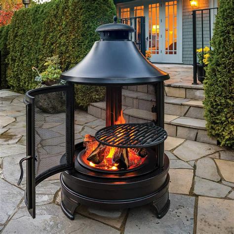 Rustic Outdoor Fireplace Chimnea With Cooking Grill Fire Pit Firepit