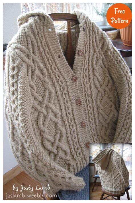 10 Hoodie Cardigan Free Knitting Pattern Cable Knit Sweater Pattern