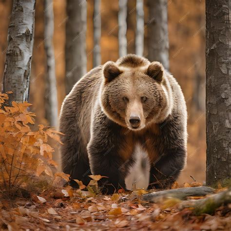 Premium Photo A Bear Is Standing In The Woods With A Forest In The