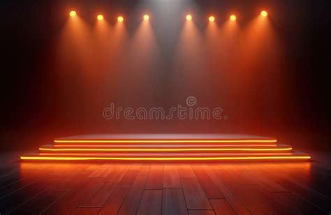 Empty Stage With Amber Stage Lighting Design Modern Dance Production