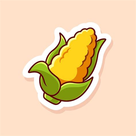 Vector Cute Cartoon Of Yellow Single Corn Isolated Premium Vector