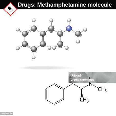 Ilustración De Molécula De Drogas Recreativas De Metanfetamina Y Más
