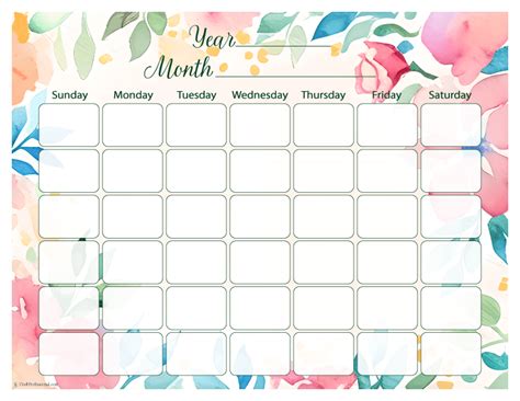 Blank Monthly Calendar Free Printable 1870x2420