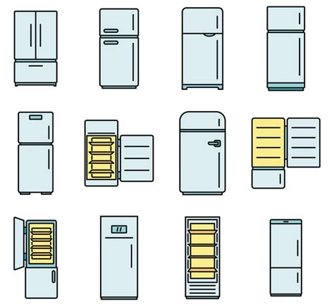 Modern Fridge Icons Set Vector Color 35511279 Vector Art At Vecteezy