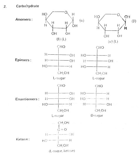 Write The Anomer The Epimer Enantiomer And Ketose Of The Following