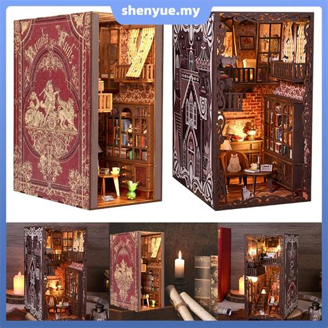 Diy Book Nook Kit With Led Light 3d Wooden Puzzle Book House Building