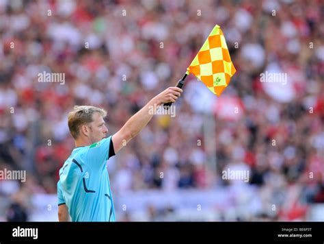 Linesman Assistant Referee Thorsten Schiffner Indicating Offside With