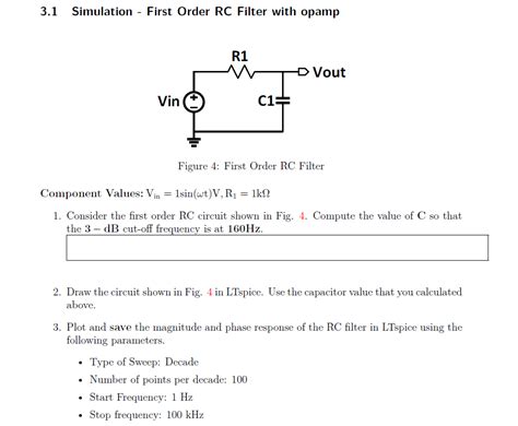 Solved 31 Simulation First Order Rc Filter With Opamp
