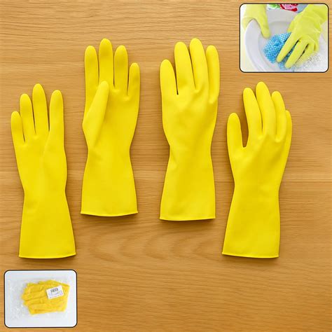 Buy 2 Pair Medium Yellow Rubber Gloves Waterproof Household Cleanin