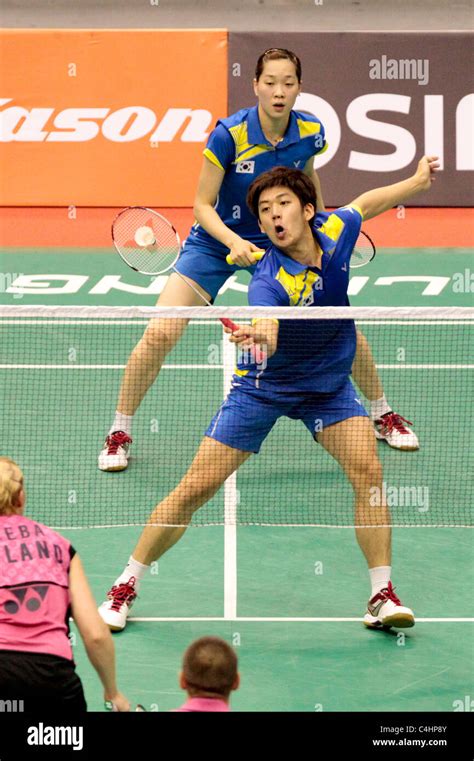 Lee Yong Dae And Ha Jung Eun Of Korea During Their Mixed Doubles Round