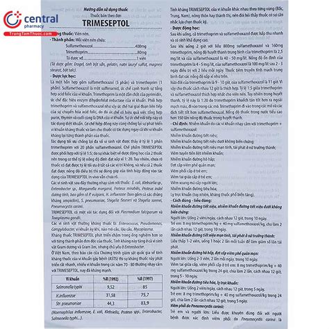 Thuốc điều Trị Nhiễm Khuẩn Trimeseptol 480mg Vỉ Liều Dùng Giá Bán