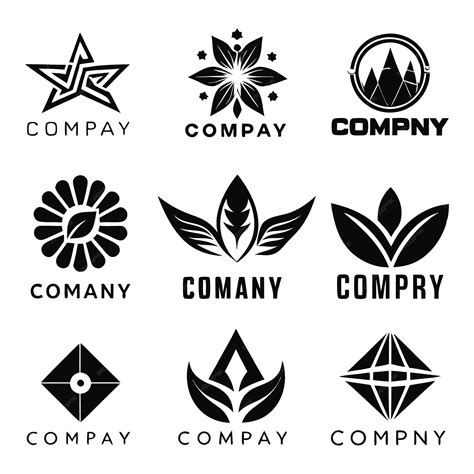 Black And White Company Logo Set Premium Ai Generated Vector