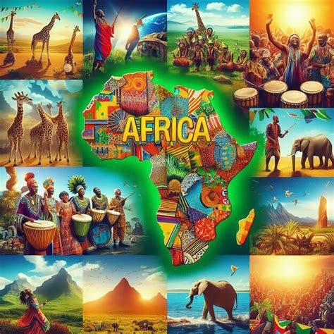Uma Colagem De Imagens Incluindo A Palavra África E A Palavra África