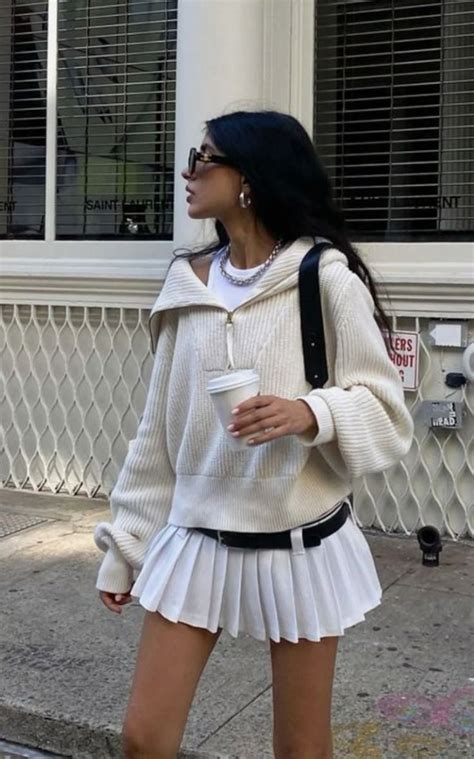 Back To School Style Inspo White Pleated Skirt Outfit Fall Tennis