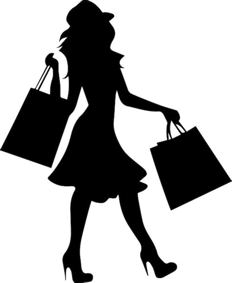 Premium Vector Shopping Girl Vector Silhouette Illustration