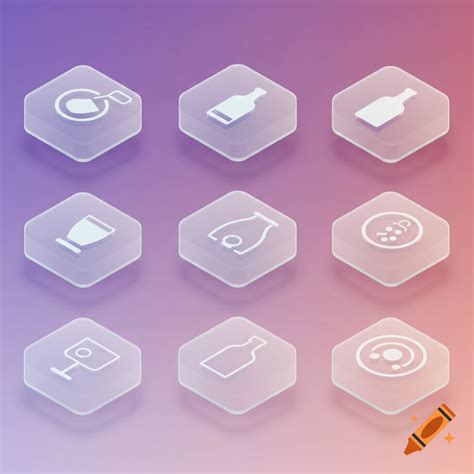 A Grid Of Nine 3d Glassmorphism Icons Depicting Abstract Bottles And