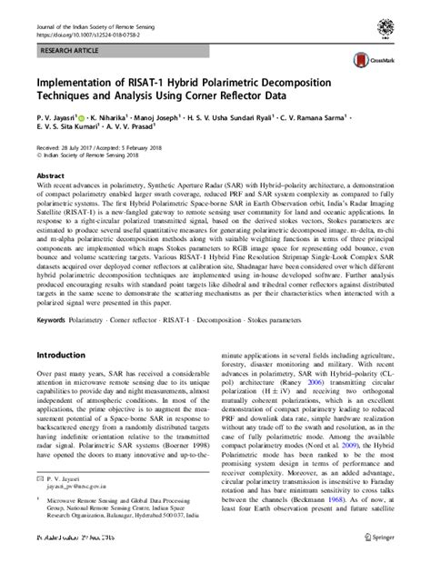 Pdf Implementation Of Risat 1 Hybrid Polarimetric Decomposition Techniques And Analysis Using