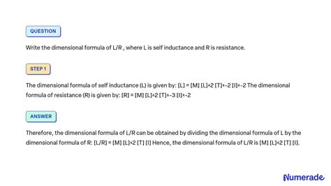 Solved Write The Dimensional Formula Of Lr Where L Is Self