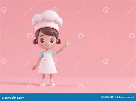 3d Style Cute Cartoon Character Of A Female Professional Chef Worker Stock Illustration