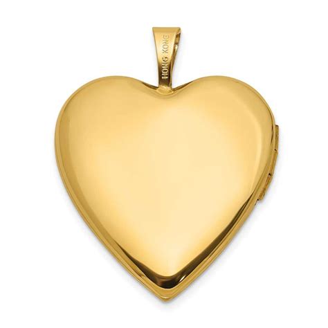 14k Yellow Gold 20mm Polished Diamond Heart Locket Pendant At