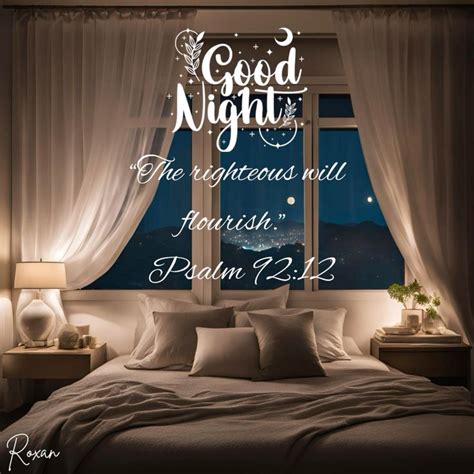 Good Night Psalm Quote Peaceful Bedroom Scene With Inspirational