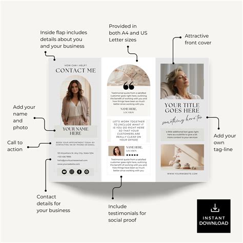 Canva Pamplet Template Editable Trifold Brochure For Small Business