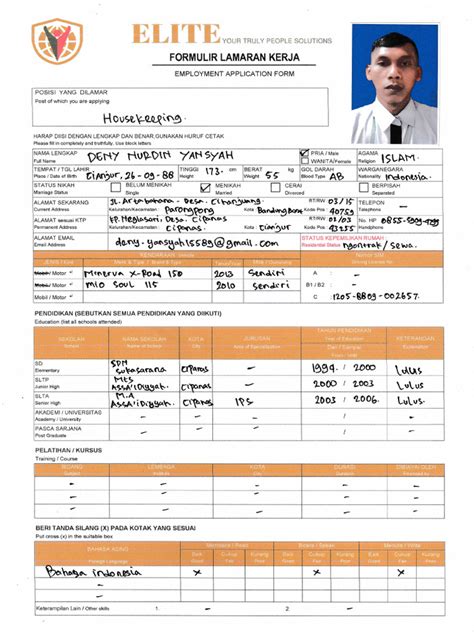 Form Lamaran Pekerjaan Karyawan Eks Cps Area Lp Paskal Bandung Pdf