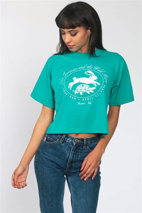 Tortoise And The Hare Shirt 1996 Fresno Walk Run Tshirt California Crop
