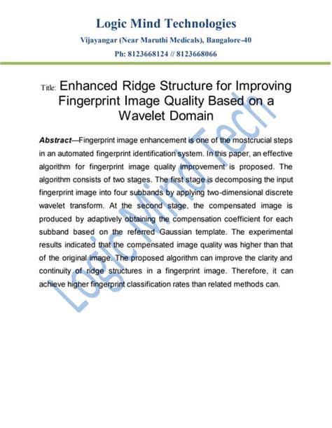 Enhanced Ridge Structure For Improving Fingerprint Image Quality Based